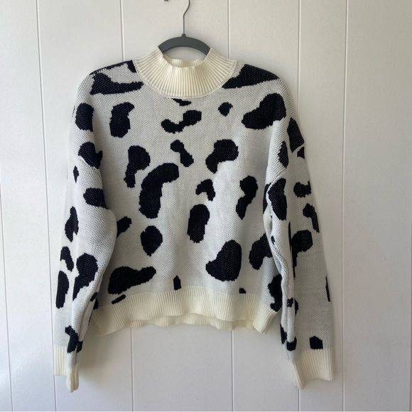 Sweaters | Lelis White Cow Print Sweater Size Large | Poshmark